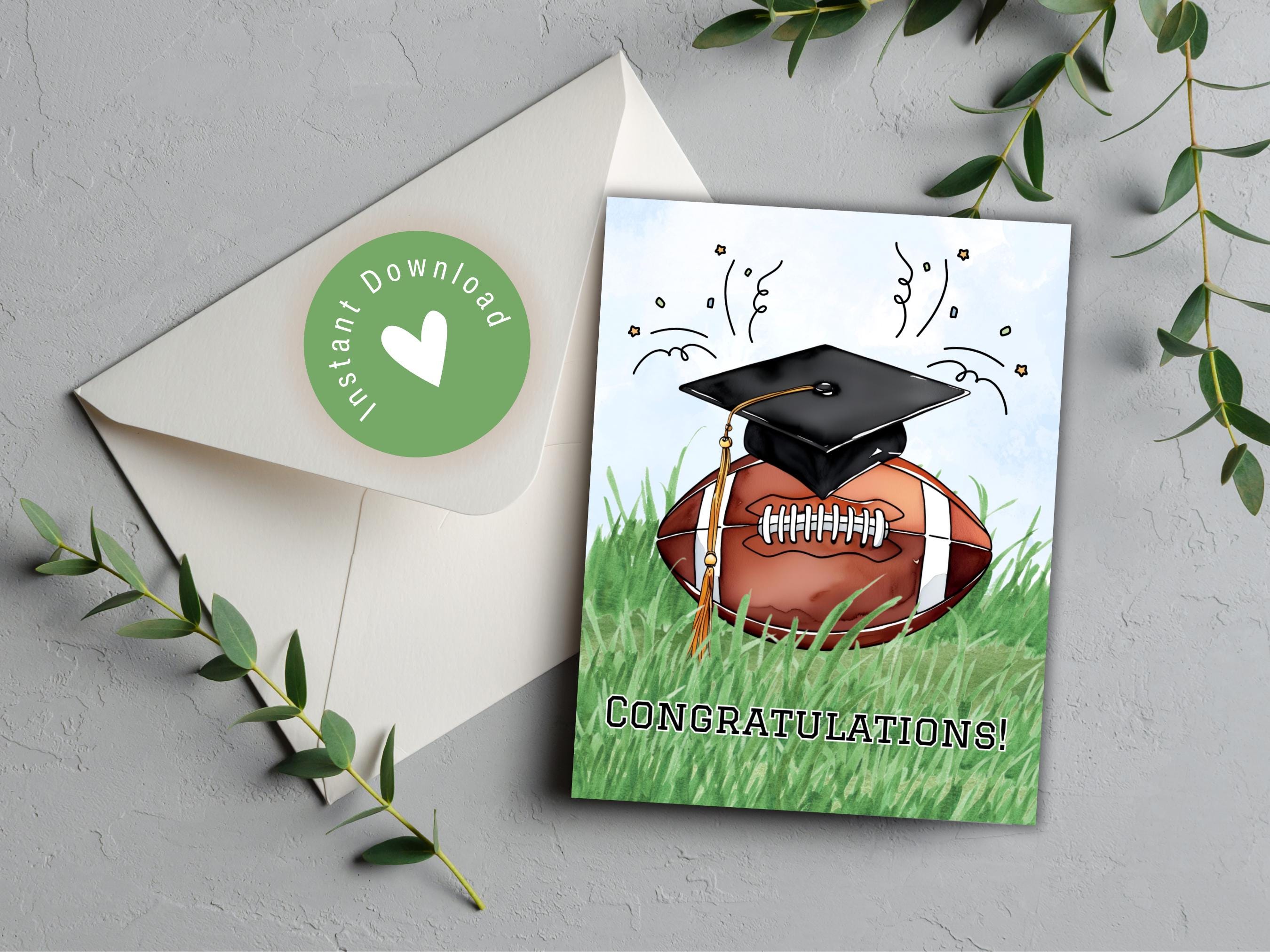 Football Graduation Card Printable Graduation Card Senior 2026 Class of ...