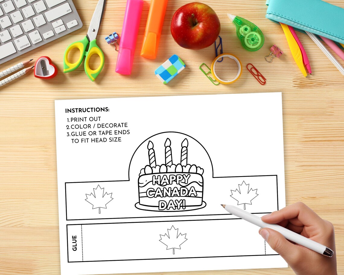 Canada Day Paper Crown Coloring Craft, Proud Canadian, Elbows up ...