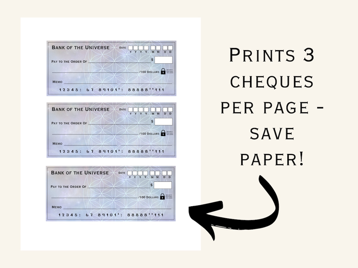 Bank of the Universe Cheque Template Manifestation Cheque Vision Board ...