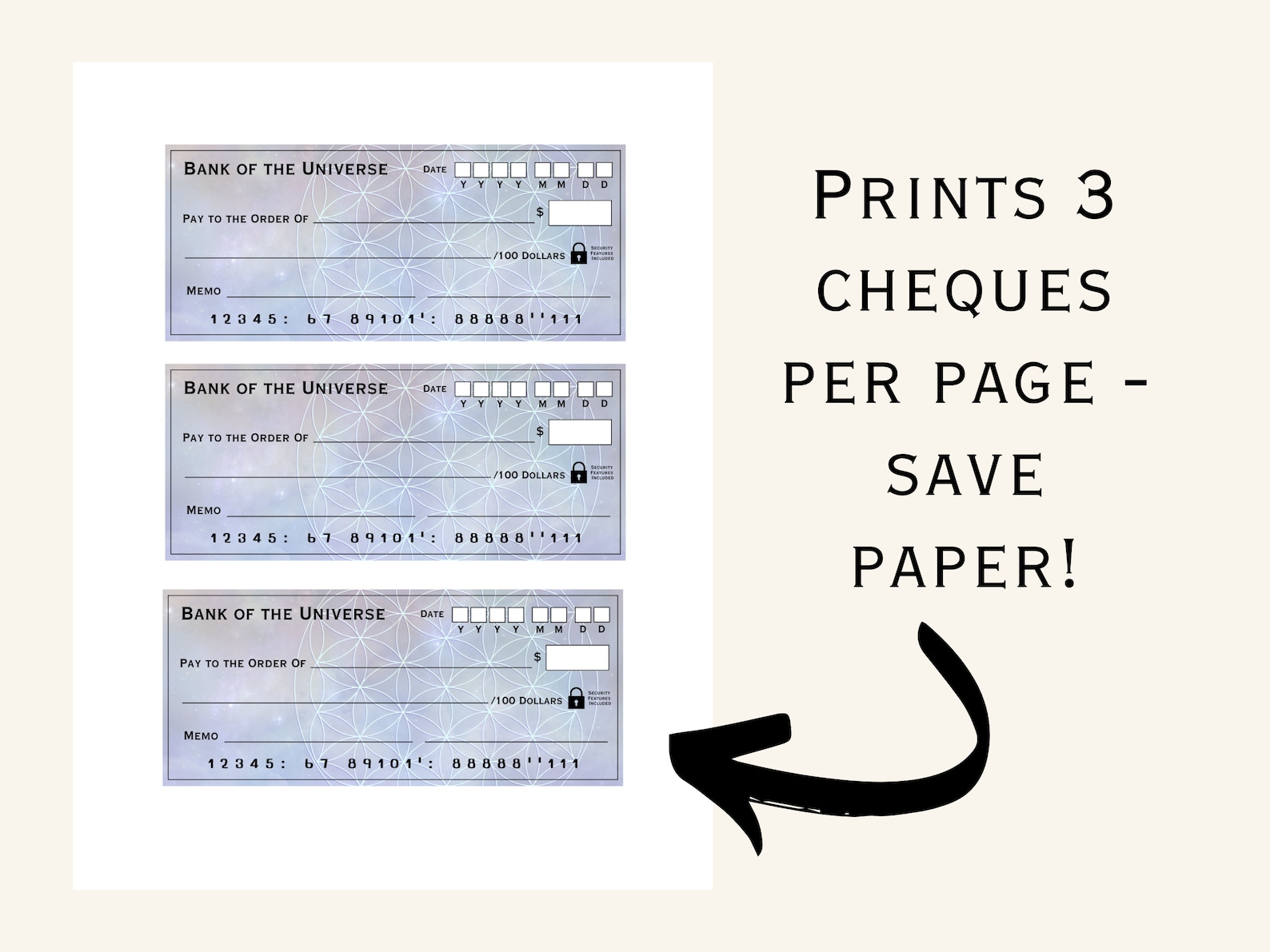 Bank of the Universe Cheque Template Manifestation Cheque Vision Board ...