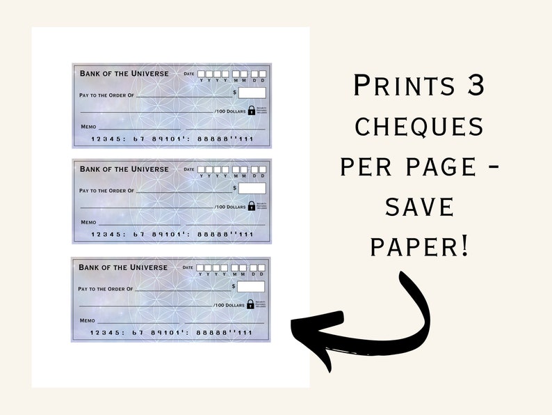 Bank of the Universe Cheque Template Manifestation Cheque Vision Board ...