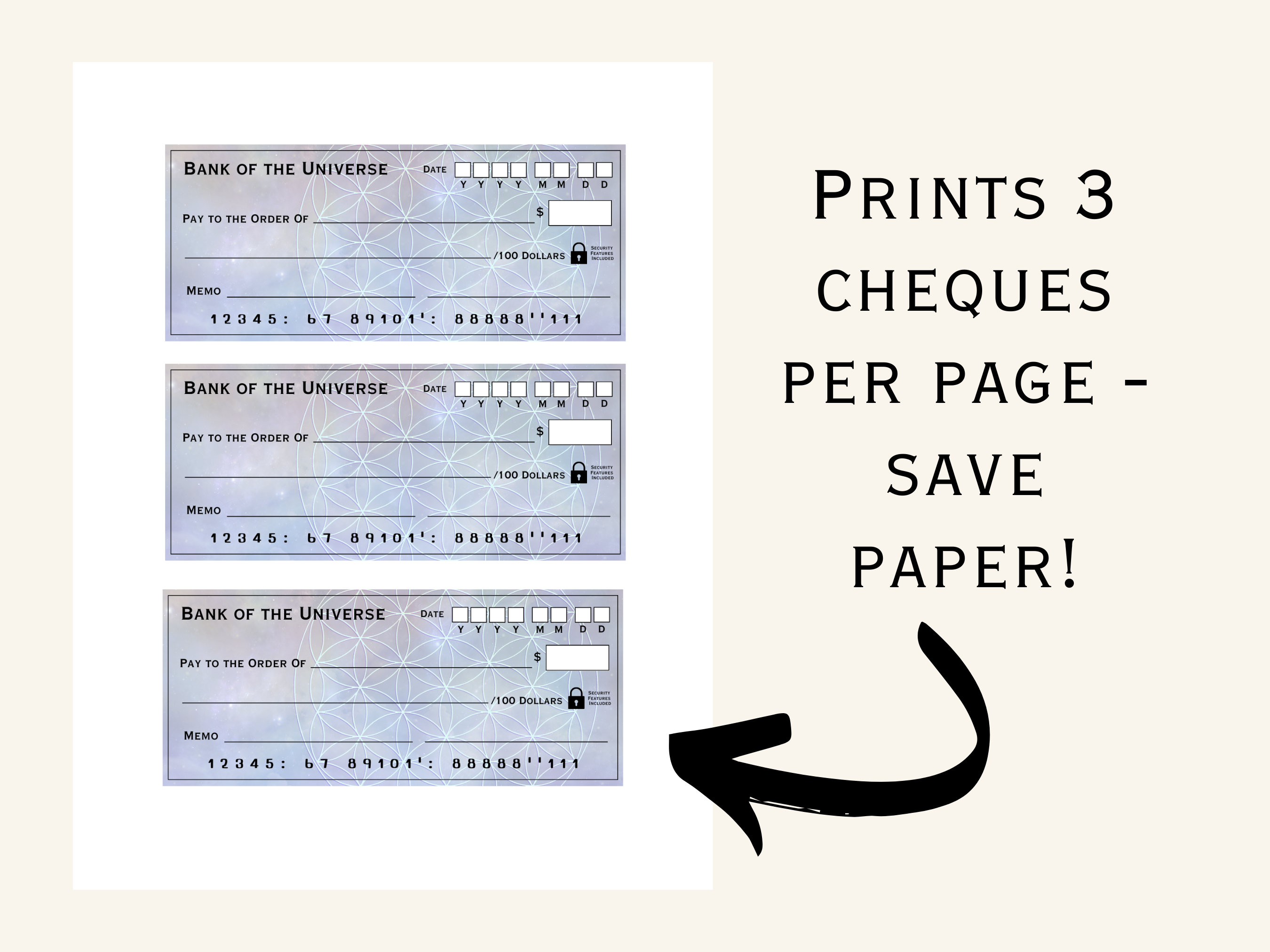 Bank of the Universe Cheque Template Manifestation Cheque Vision Board ...