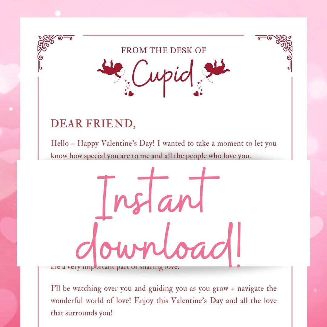 Letter From Cupid Happy Valentine's Day Dear Friend Instant Download ...