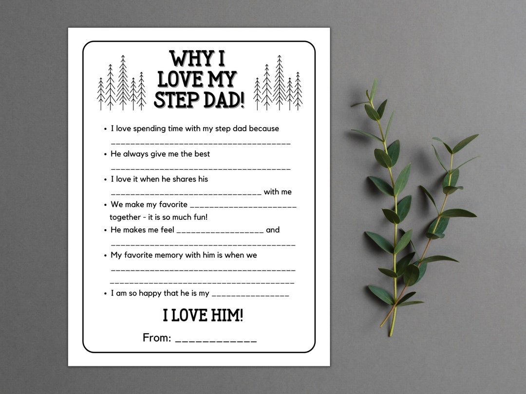 Custom Printable Step Dad Gift Fill-in the Blanks Activity for Kids Why ...