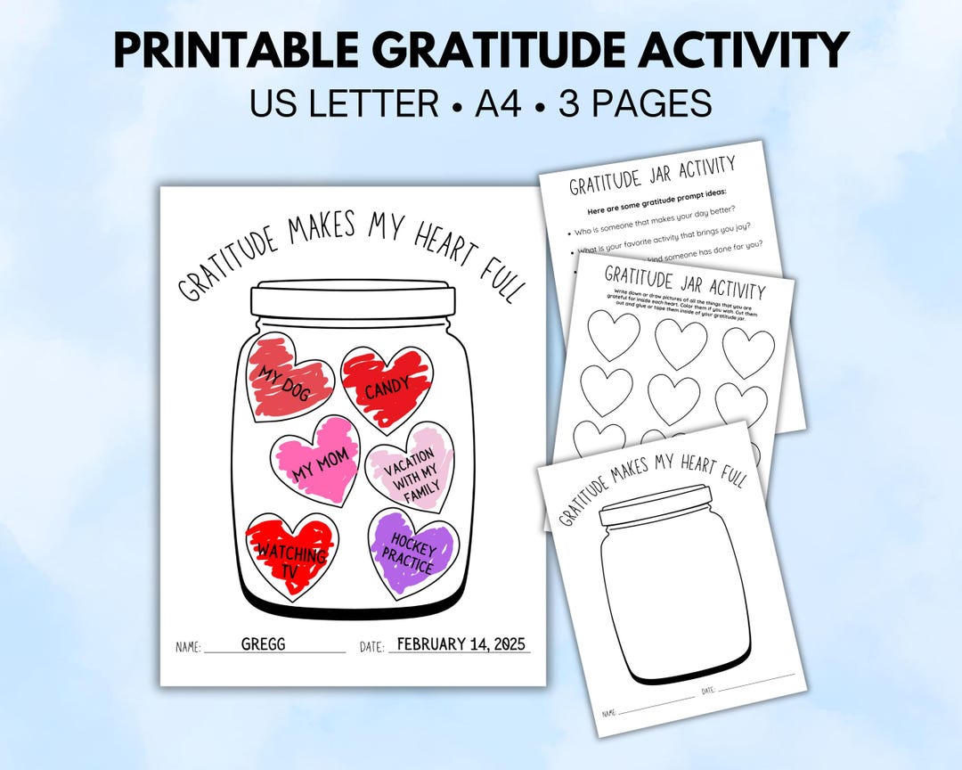 Kids Gratitude Activity Classroom Gratitude Jar Heartfelt Gratitude ...