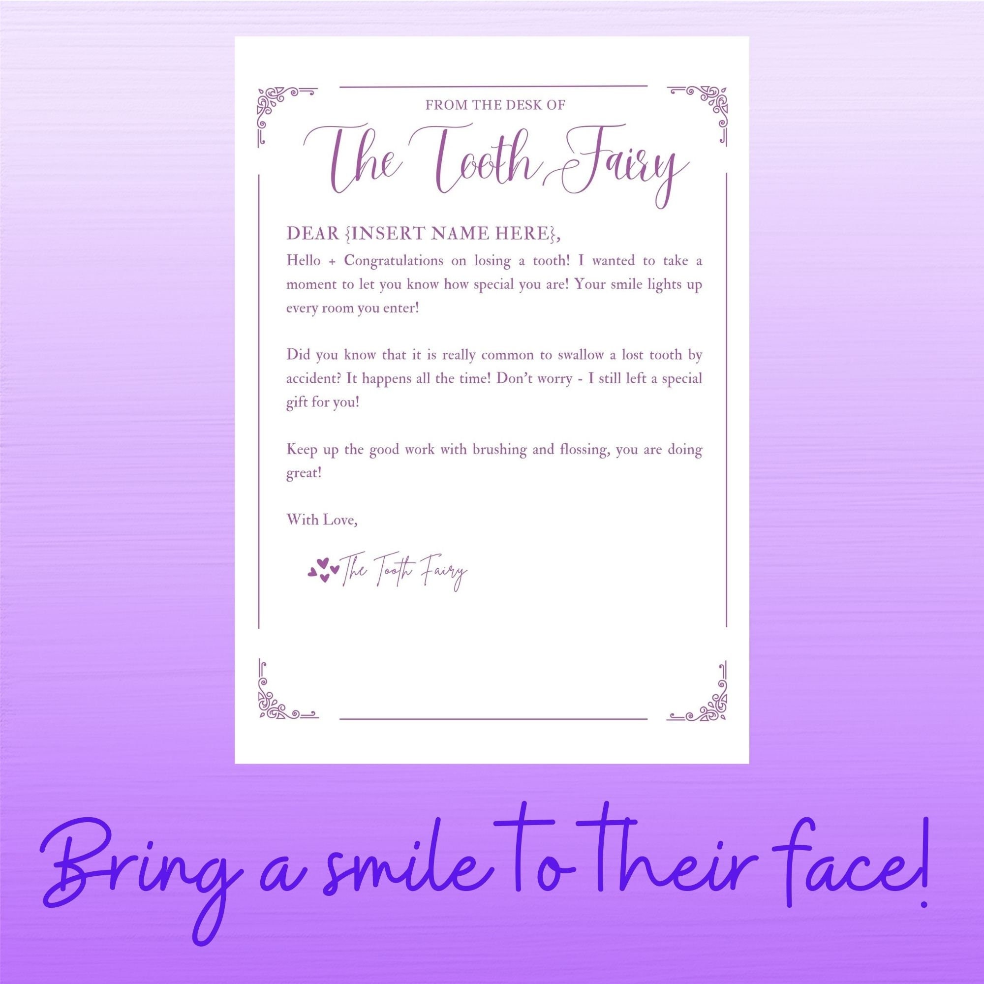 Customizable Letter From the Tooth Fairy Misplaced Tooth No Money ...