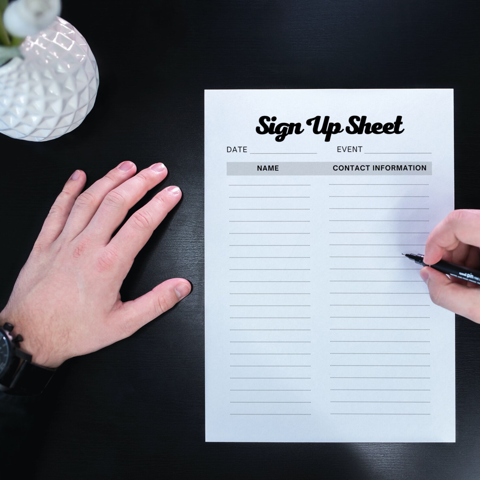 Minimalist Printable Sign up Sheet 4 Styles Included Email Sign up Form ...