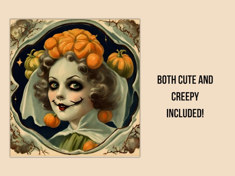 Printable Bundle of Creepy + Cute Vintage Halloween Postcards Halloween ...