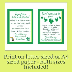 Printable Leprechaun Notes Leprechaun Trap Note From Your Friendly ...