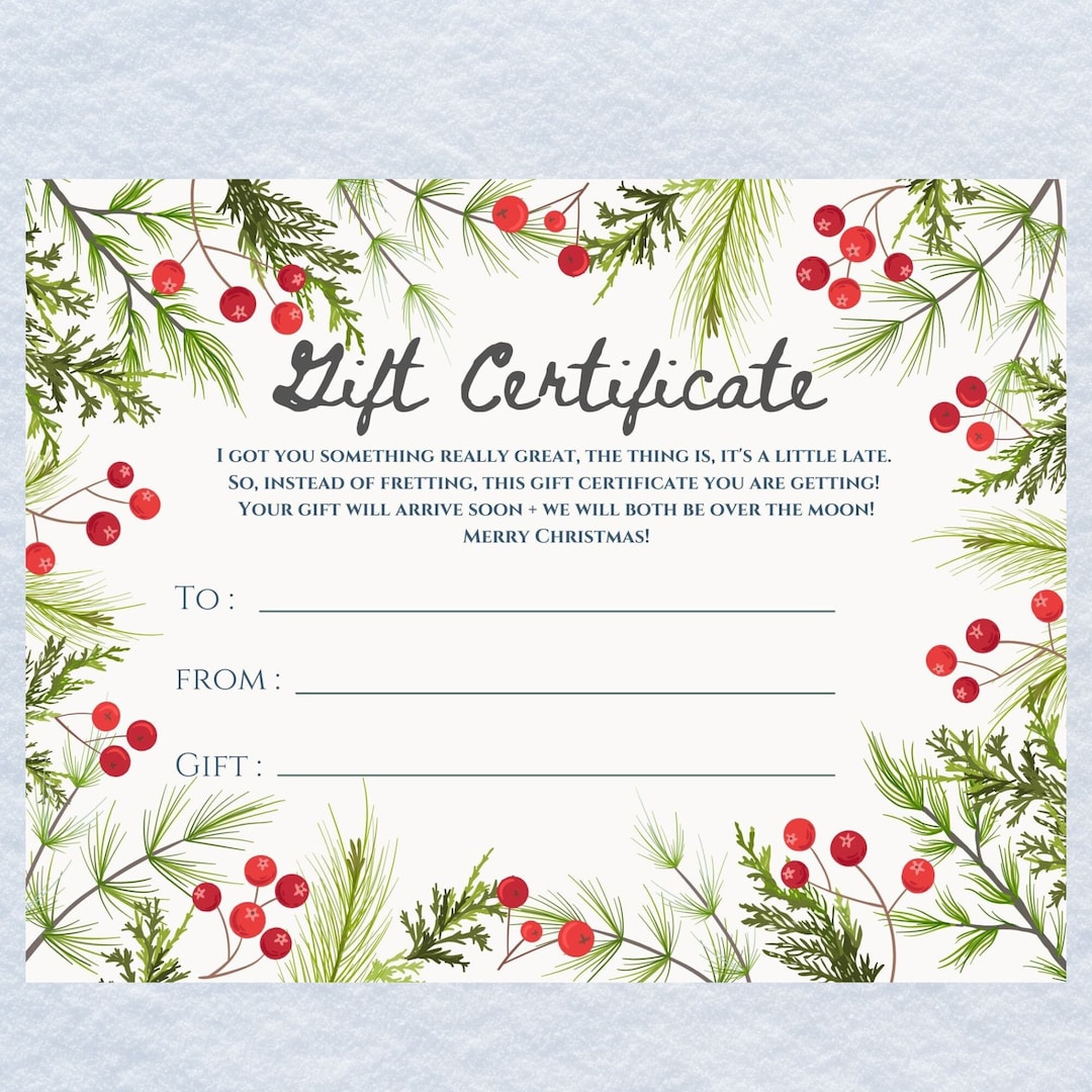 Minimalist Printable Gift Certificate With Poem | Custom Gift ...