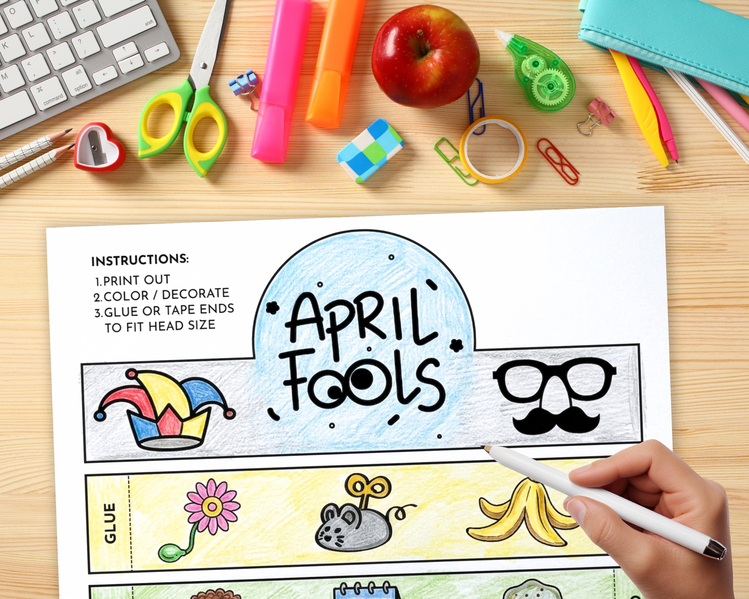 April Fools Day Paper Crown Coloring Craft for Kids: April 1st Activity ...