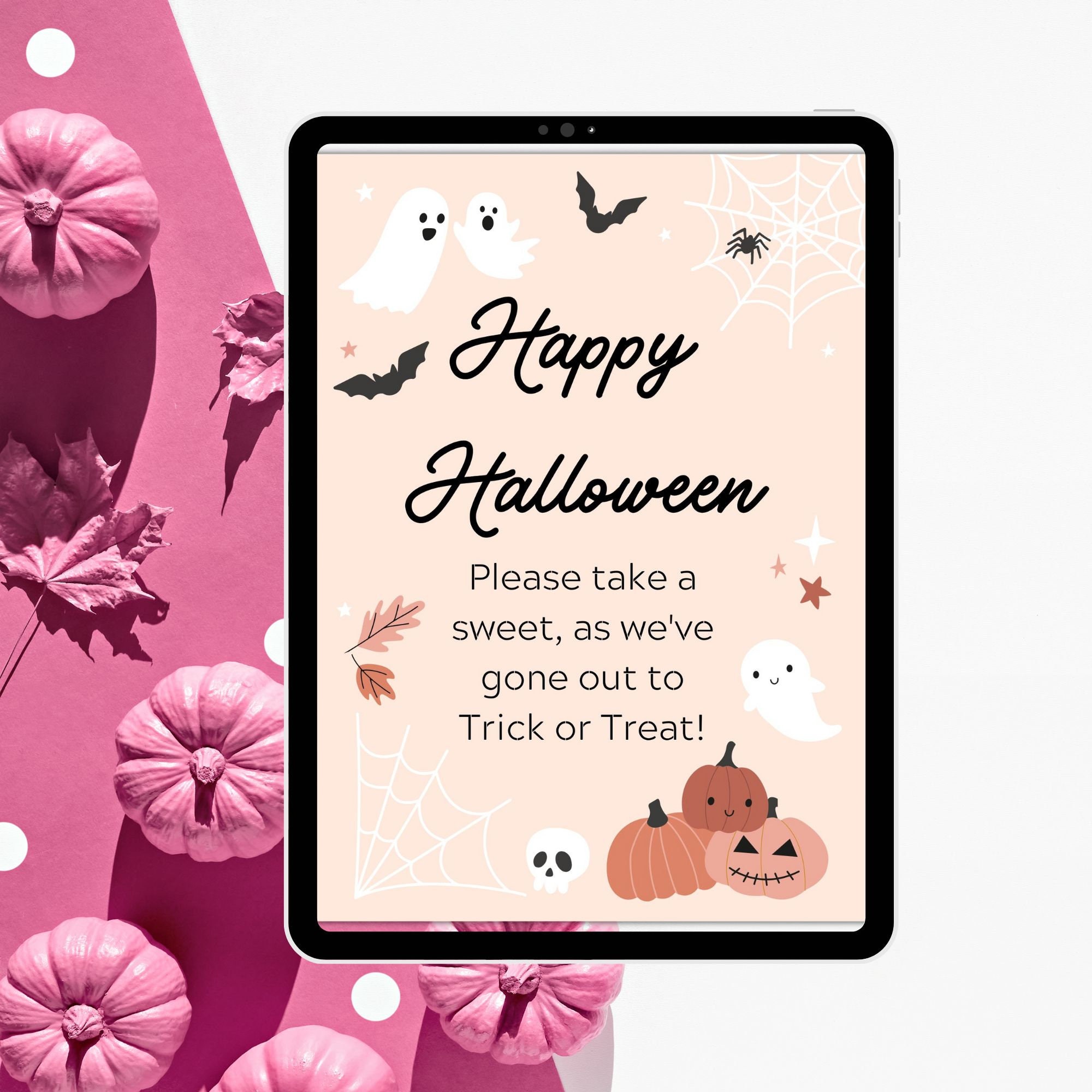 Cute Printable Halloween Sign in Pink | Happy Halloween | Candy Bowl ...