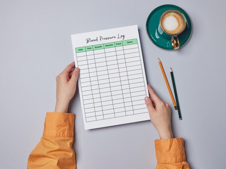 Printable Blood Pressure Sheet for Seniors Blood Pressure Log Blood ...