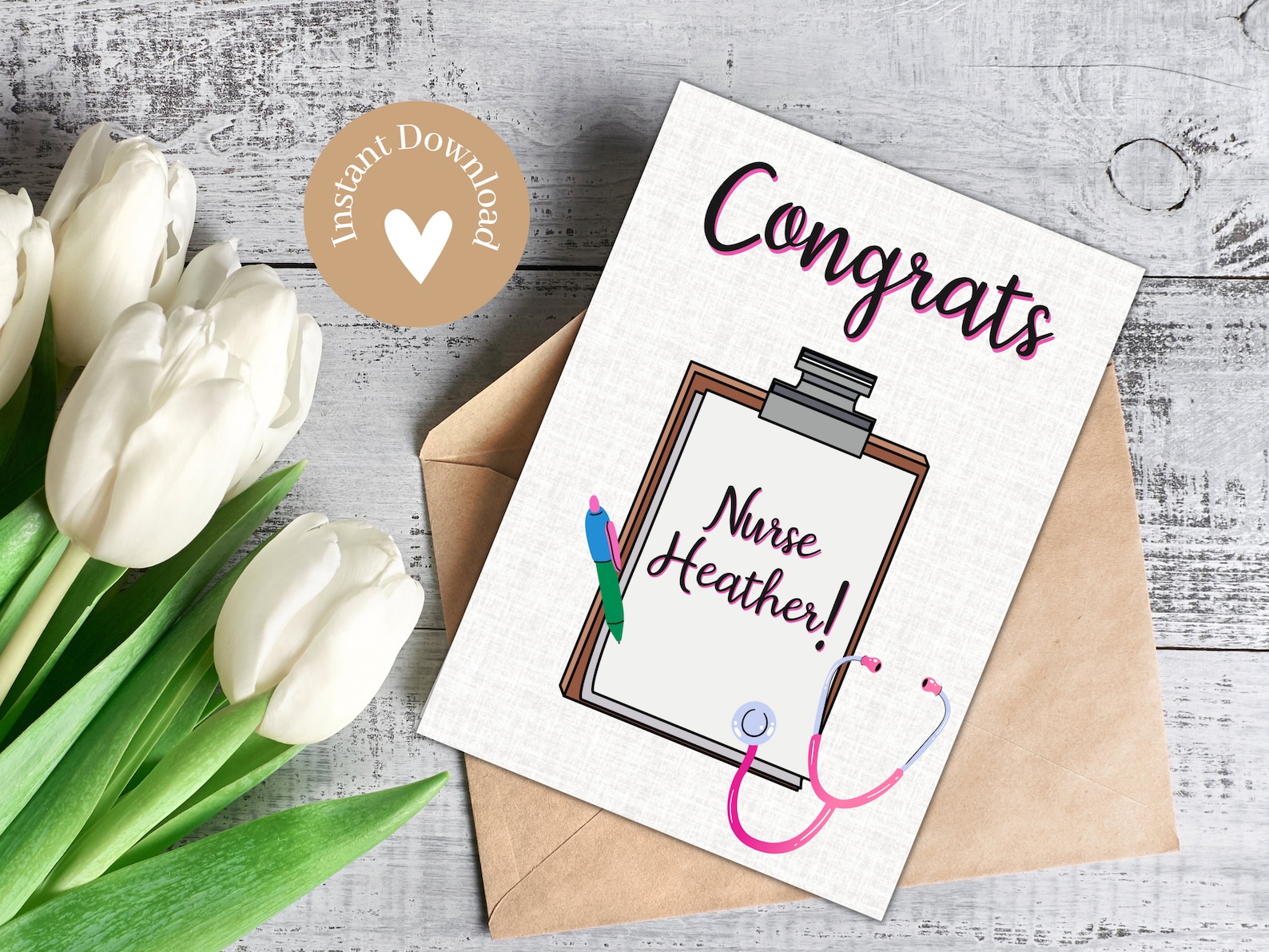 Nurse Graduation Card Printable Custom Graduation Card Congrats Nursing ...
