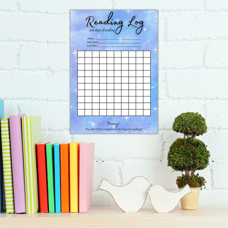 Kids Reading Log 100 Days of Reading Tracking Sheet Summer - Etsy