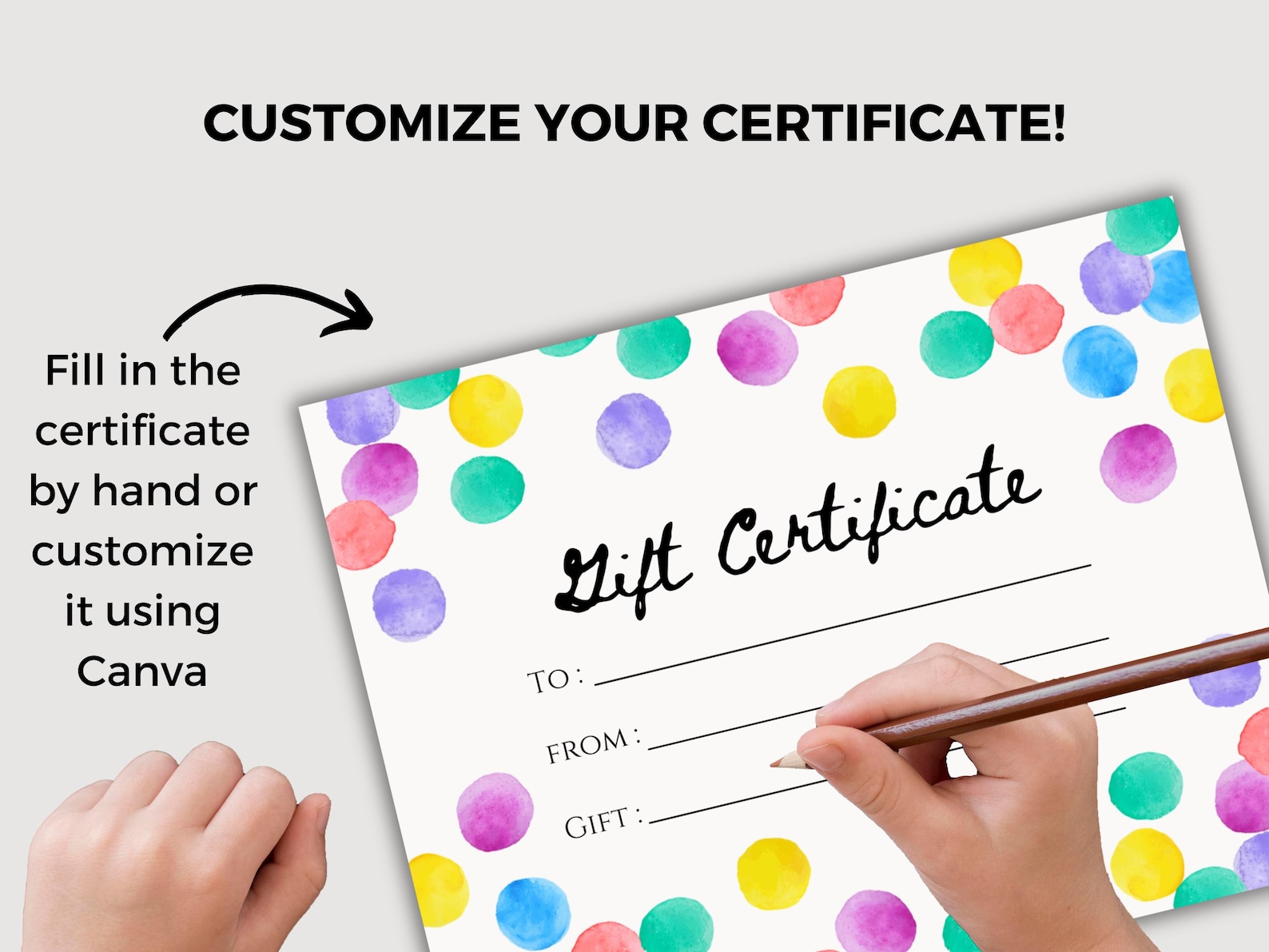 Colorful Printable Gift Certificate Custom Gift Certificate ...