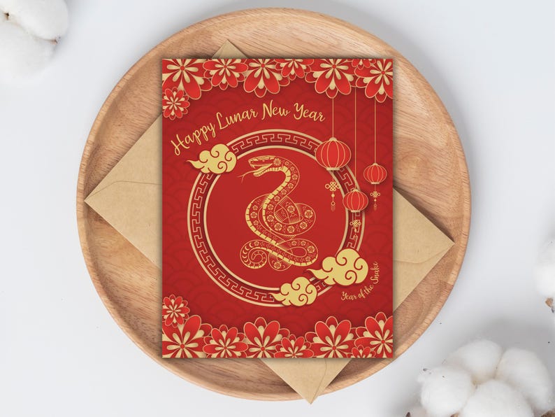Printable Happy Chinese New Year Card Lunar New Year Card 2025 Year of ...