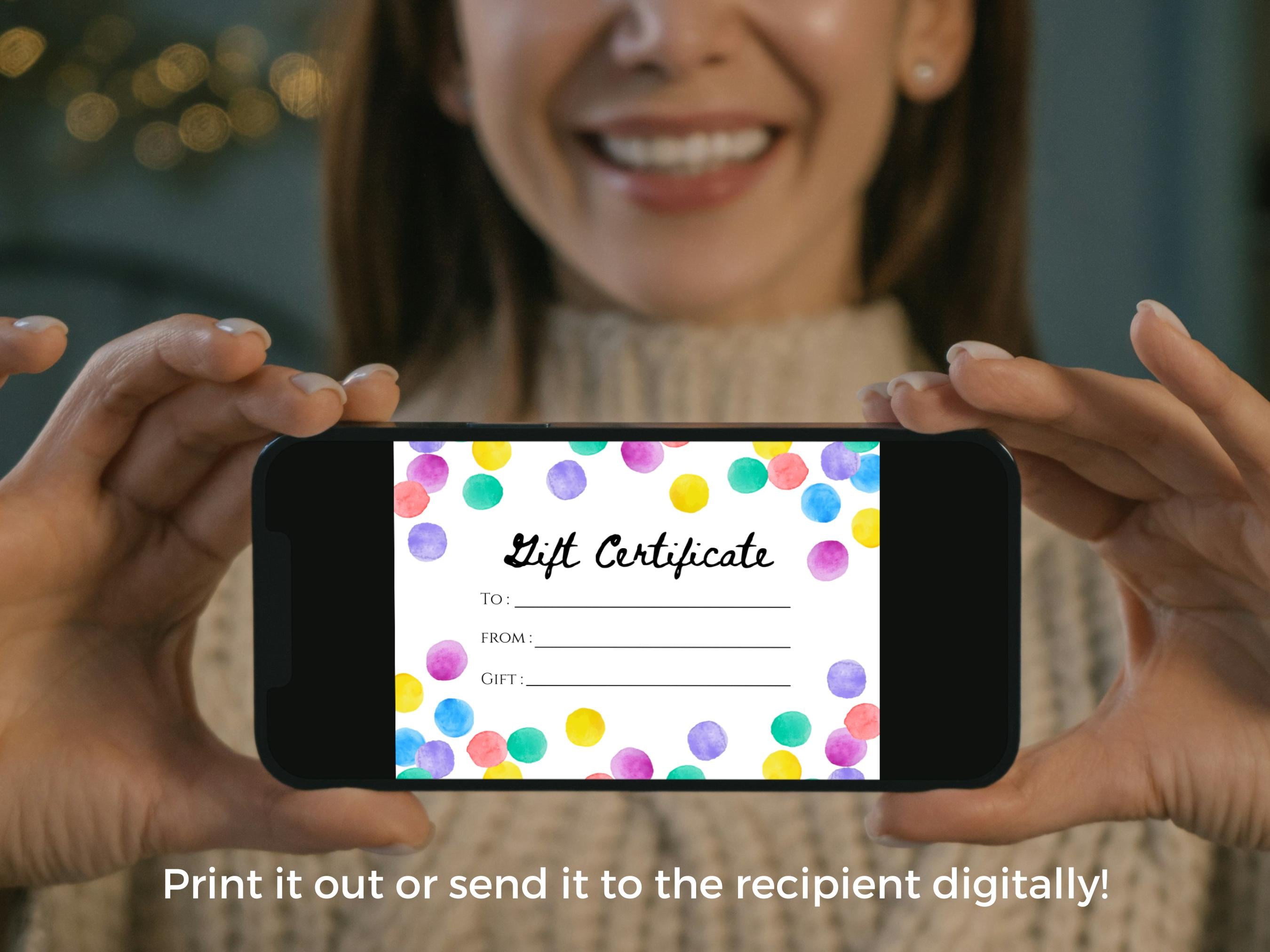 Colorful Printable Gift Certificate Custom Gift Certificate ...