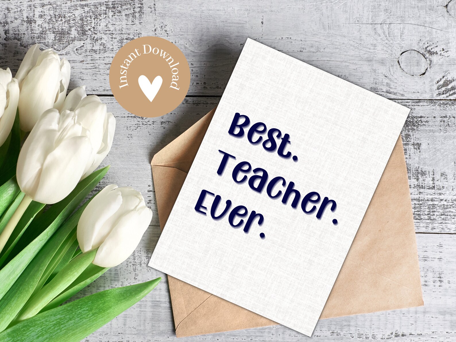 Printable Teacher Appreciation Card Best Teacher Ever Teacher Thank You ...