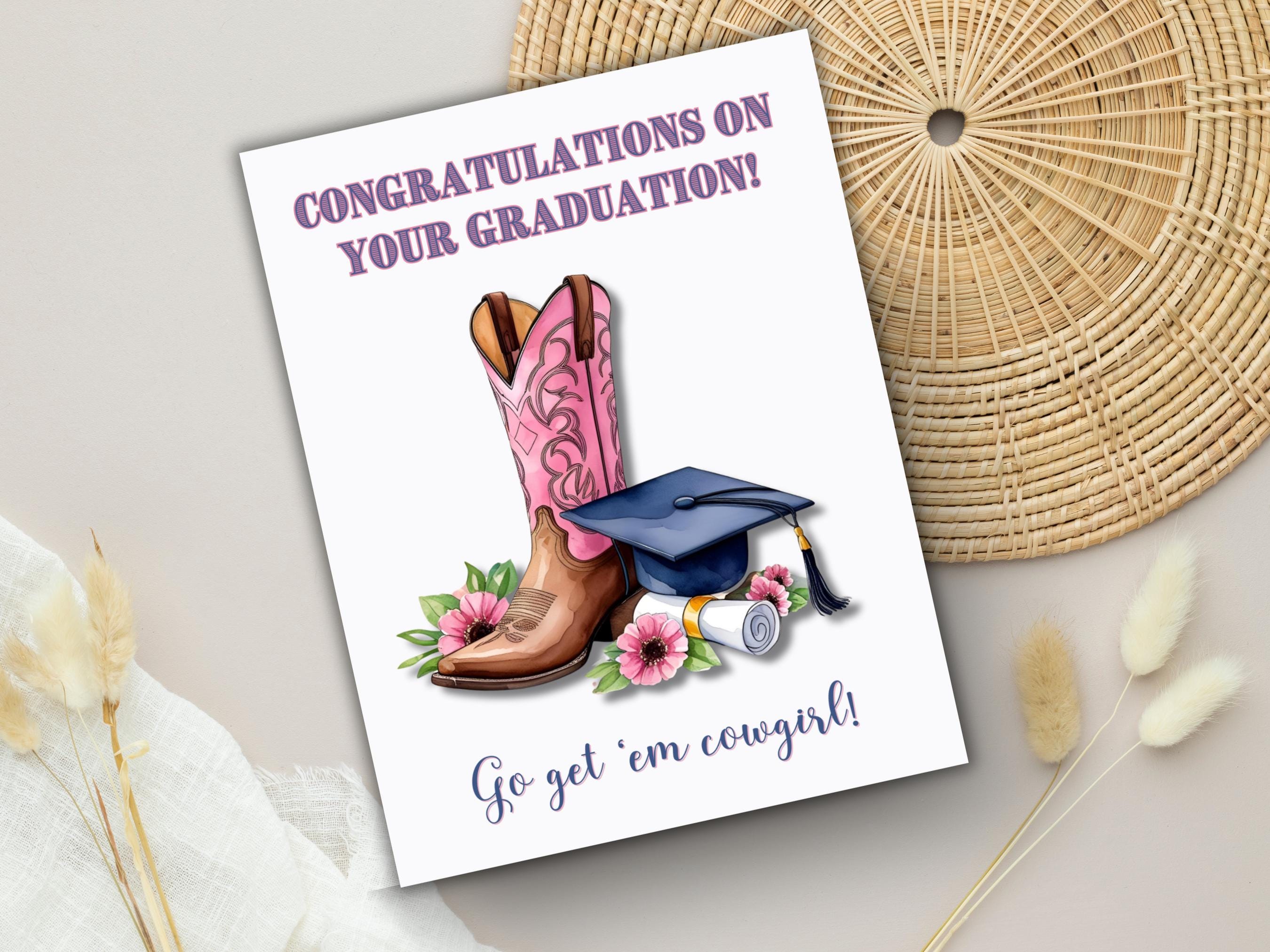 Cowgirl Graduation Card Printable Graduation Card, Ranch Rustic Cowboy ...