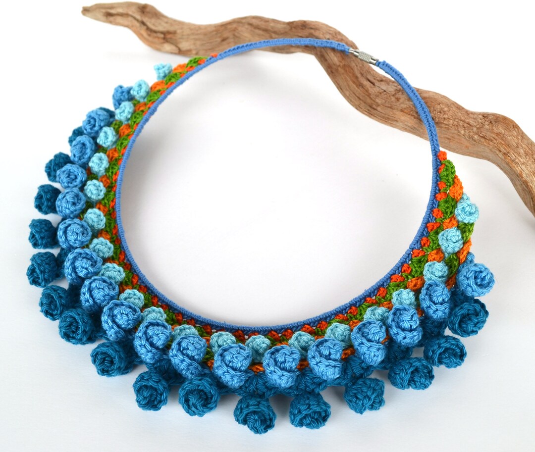 Bold Blue Collar Necklace, Mexican Inspired Everyday Jewelry ...