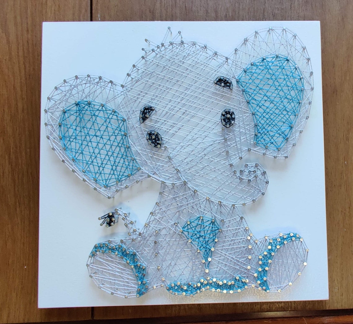 Elephant String Art Animal Nursery String Art Baby Decor - Etsy