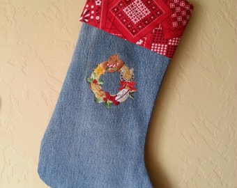 Embroidered stocking | Etsy
