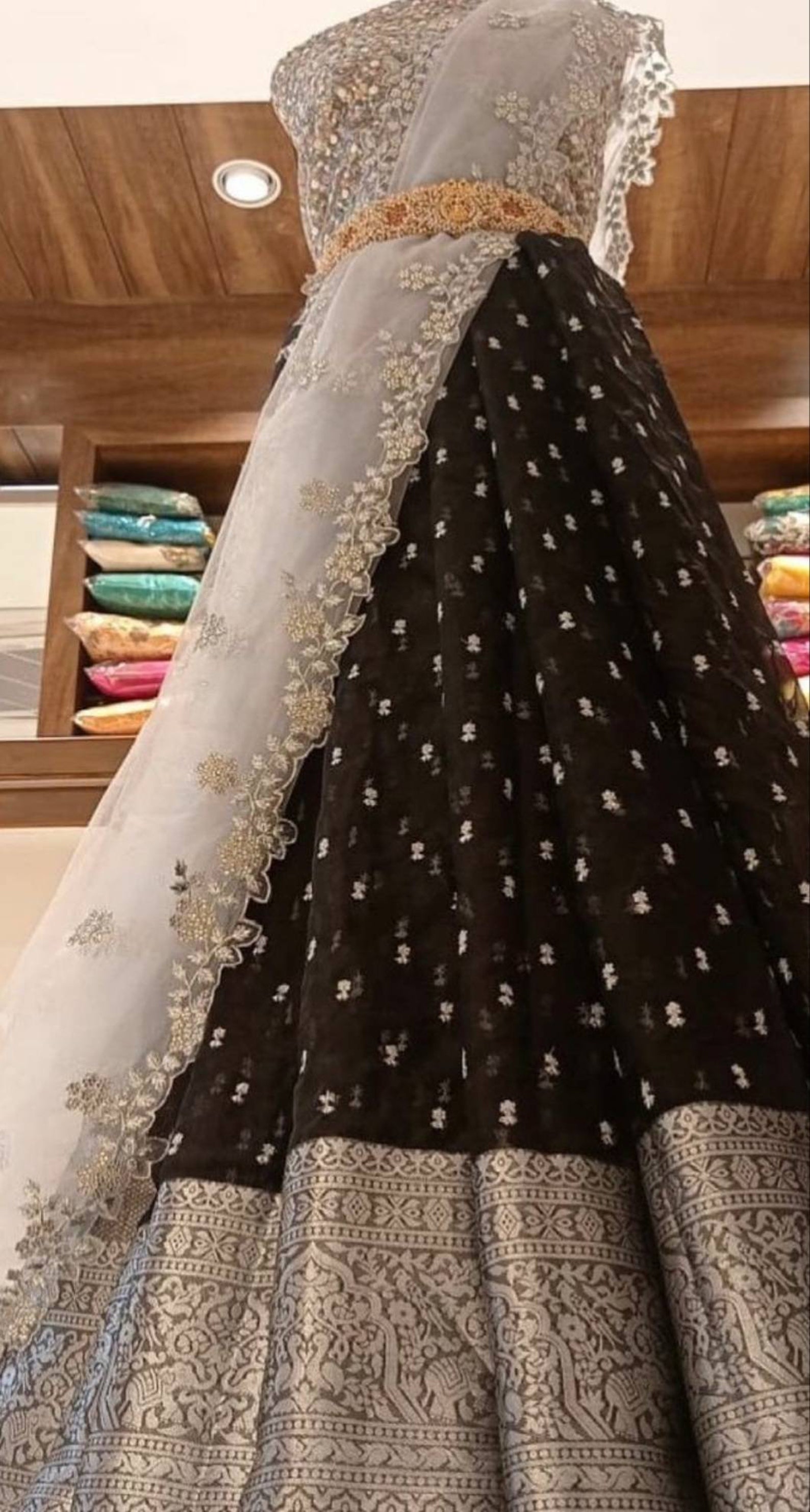 Organza Lehenga Choli Half Saree With Embroidery Blouseand Cut - Etsy