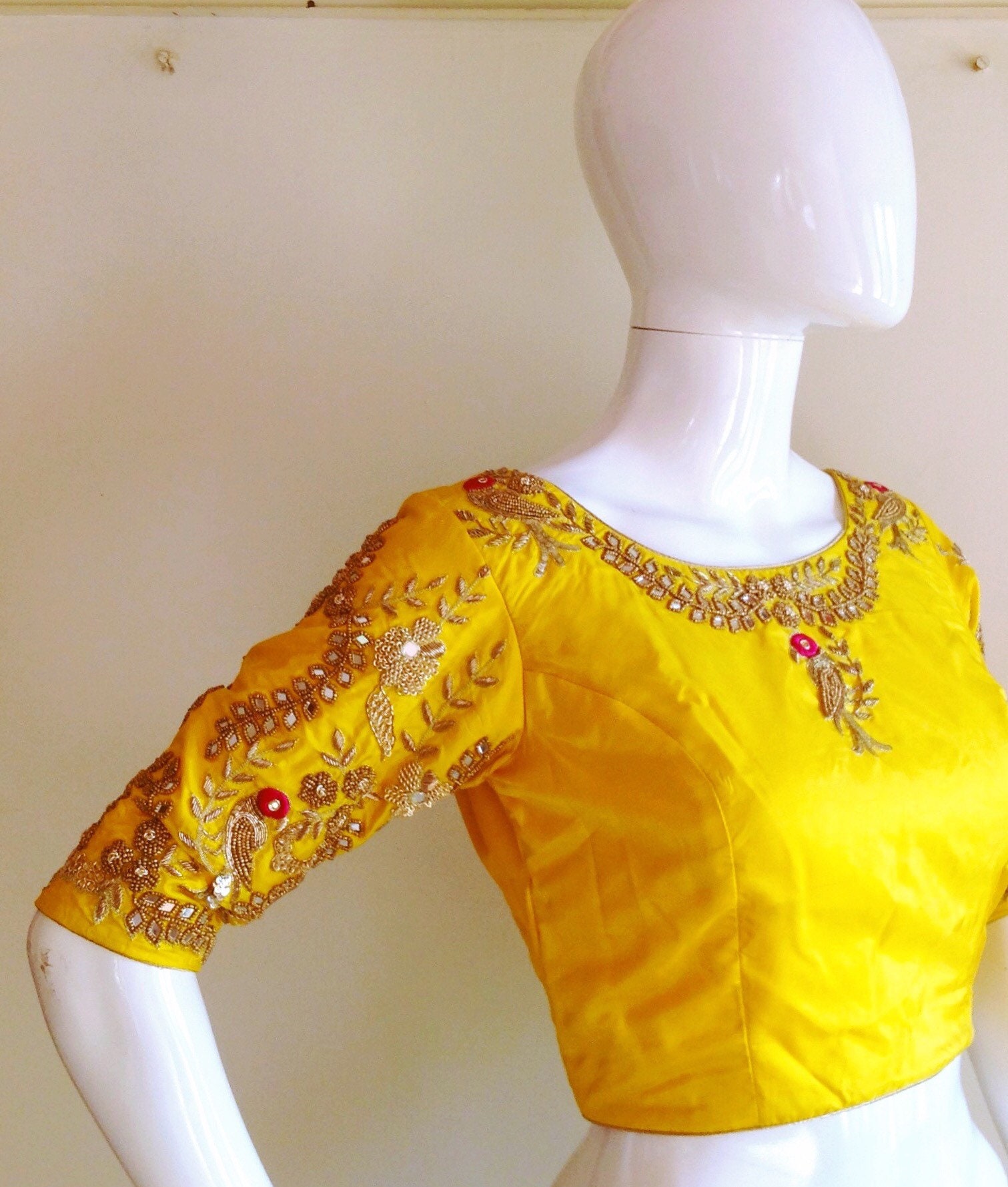 Custom fit pure silk blouse with mirror work | Etsy