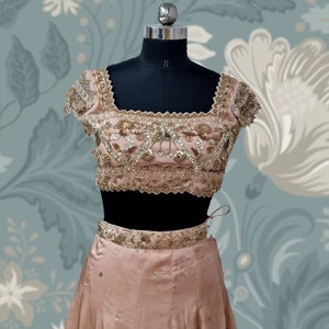 Blush Pink Net Blouse With Hand Embroidered Sequin Floral and Geometric ...