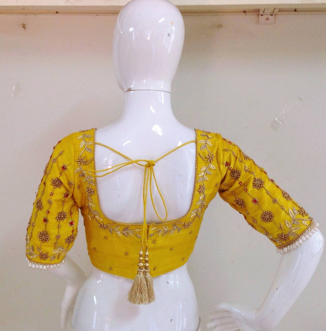 Yellow Rawsilk Blouse With Hand Embroidery - Etsy