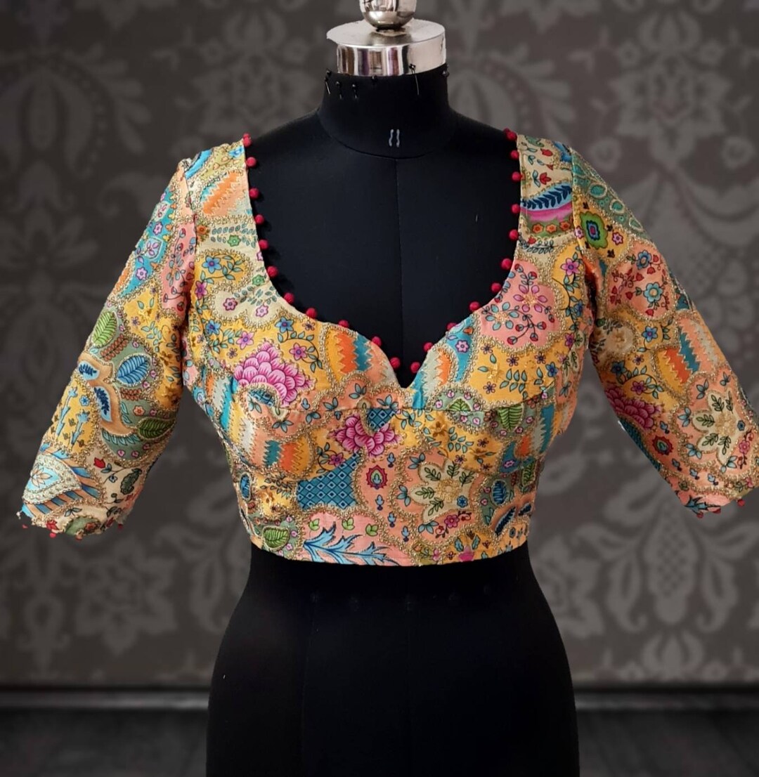 Yellow Based Multicolor Print Custom Stitched Blouse - Etsy