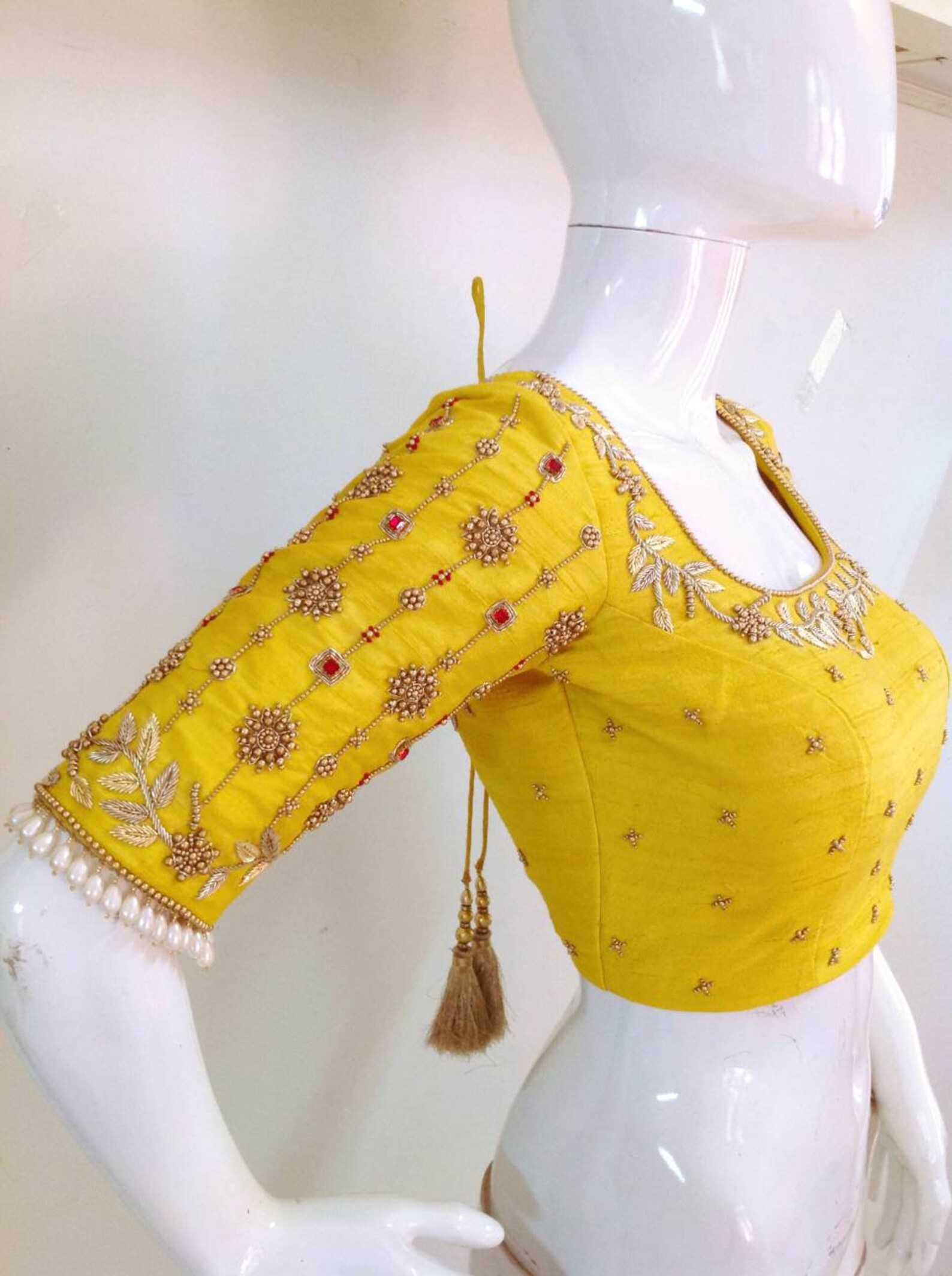 Yellow Rawsilk Blouse With Hand Embroidery - Etsy