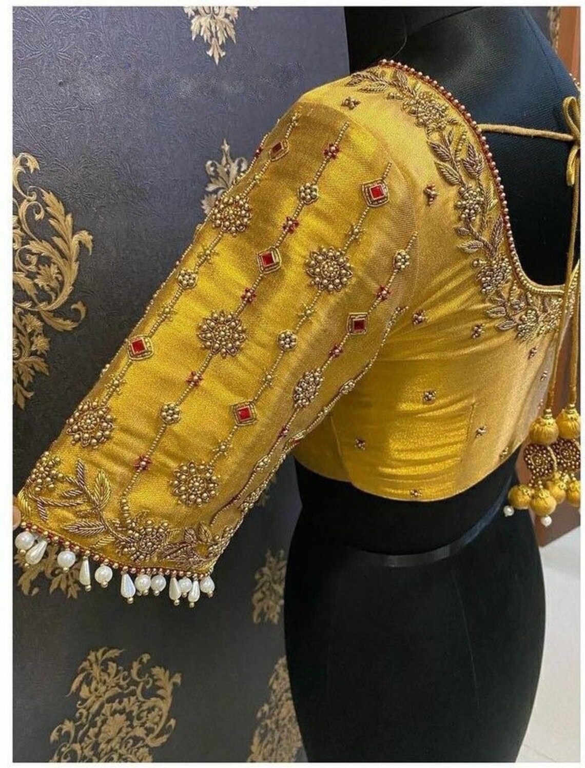 Golden Yellow Silk Blouse With Zardosi Embroidery - Etsy