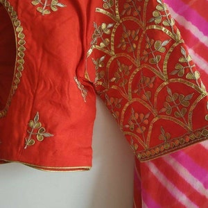 Multicolor Lehariya Saree With Gota Work Blouse - Etsy