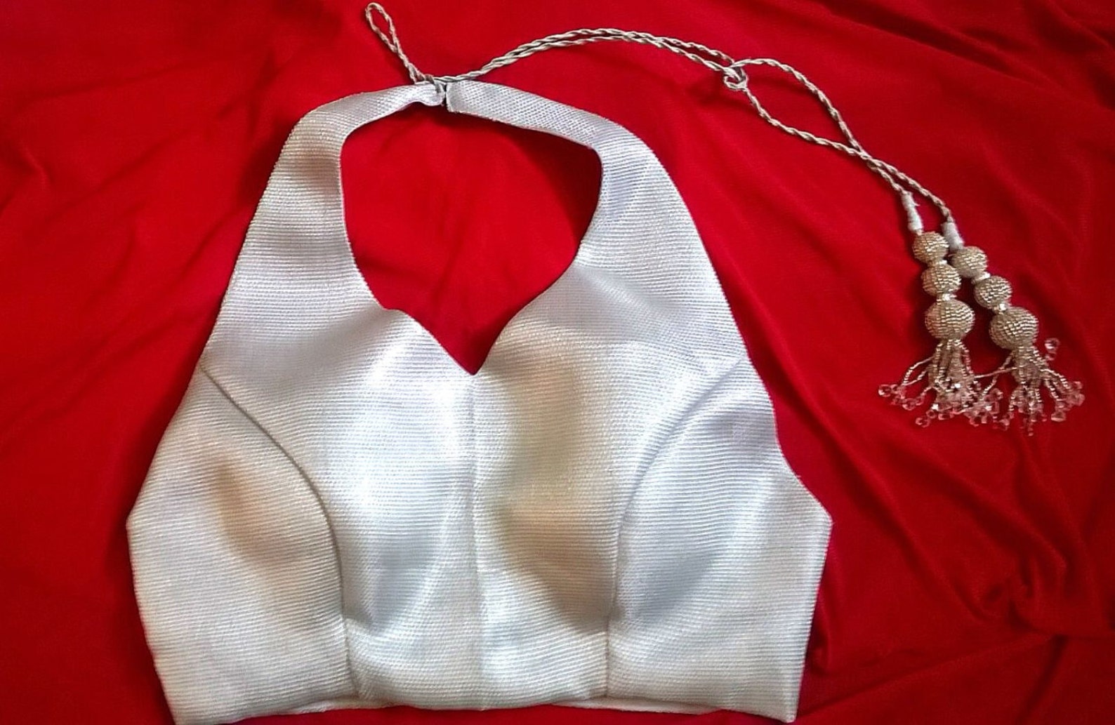 Custom Silver Halter Neck Choli Blouse | Made-to-measure Back Tie Crop ...