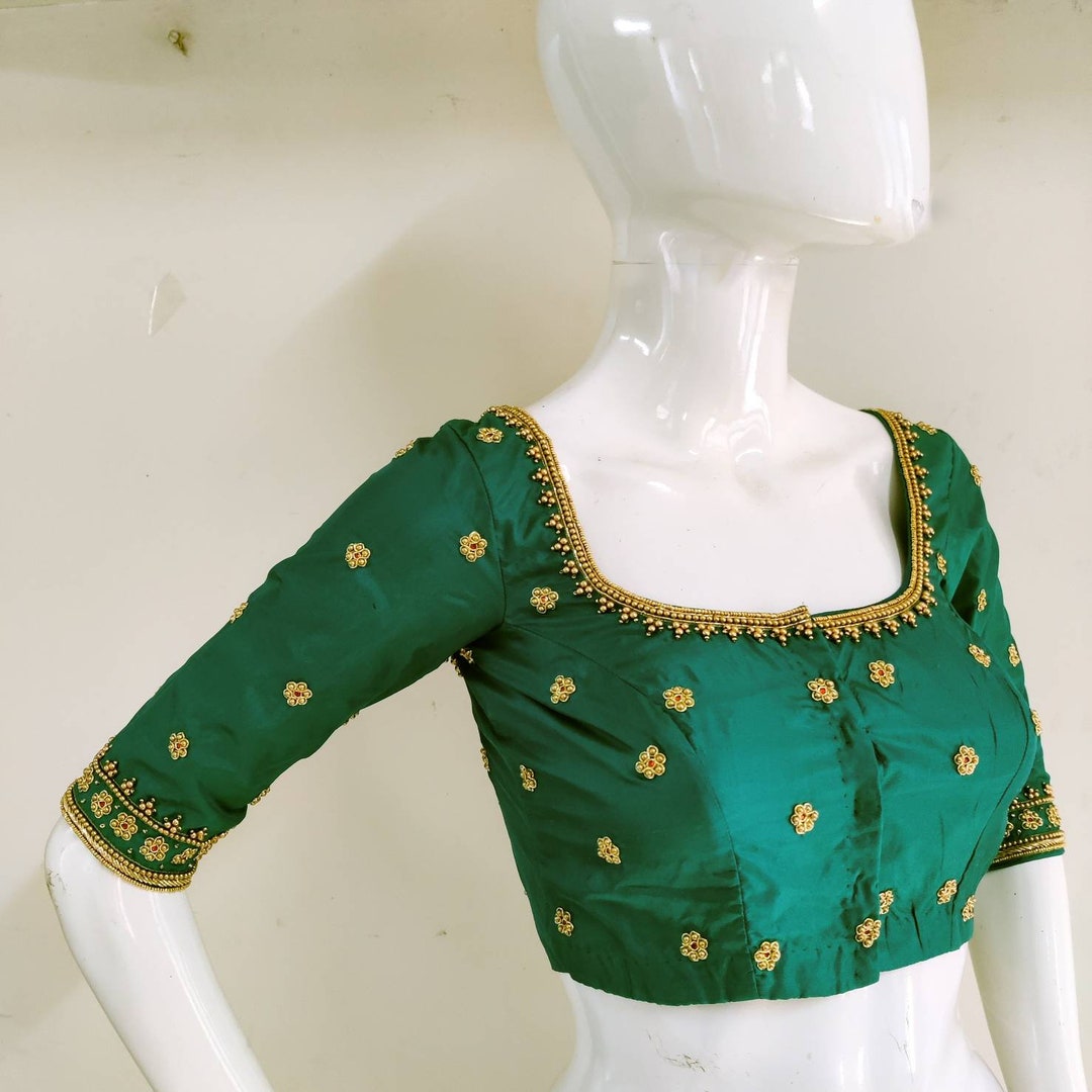 Custom Fit Pure Silk Blouse With Bead and Zari Work All Over - Etsy