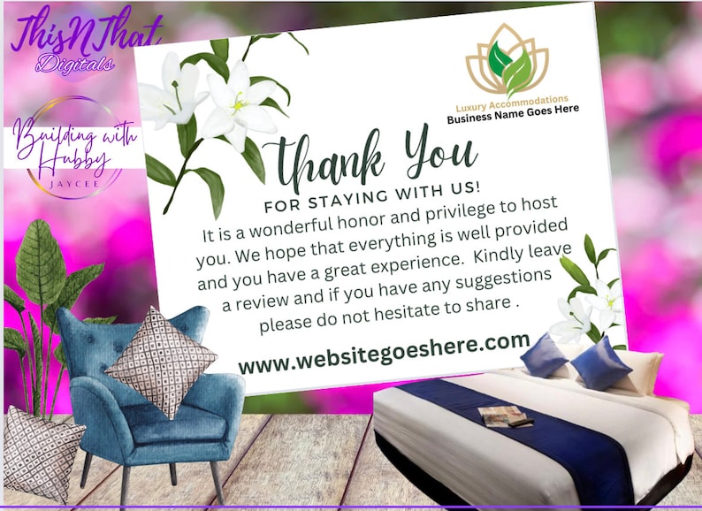Template: Airbnb End of Stay Thank You Postcard for Guest Reviews ...