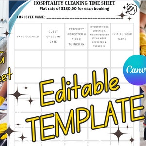 Editable Housekeeping Time Sheet Template for Airbnb, Boutique Hotel ...