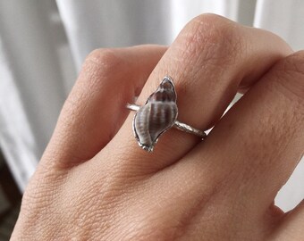 Silver shell ring | Etsy