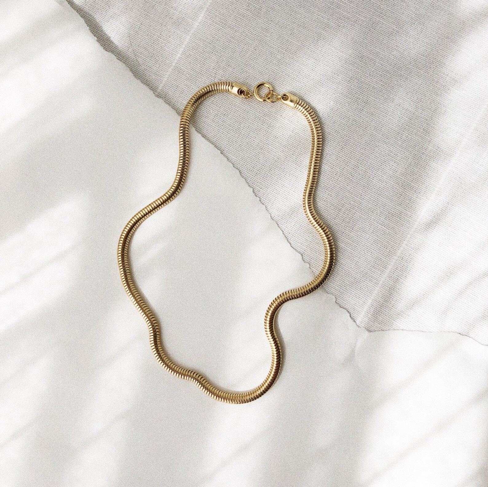 4mm Gold Snake Chain Necklace 16.5 Thick Snake Chain Accent Layering ...