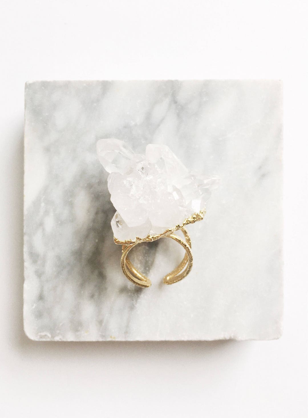 Quartz Crystal Cluster Gold Adjustable XL Stone Statement Alternative ...
