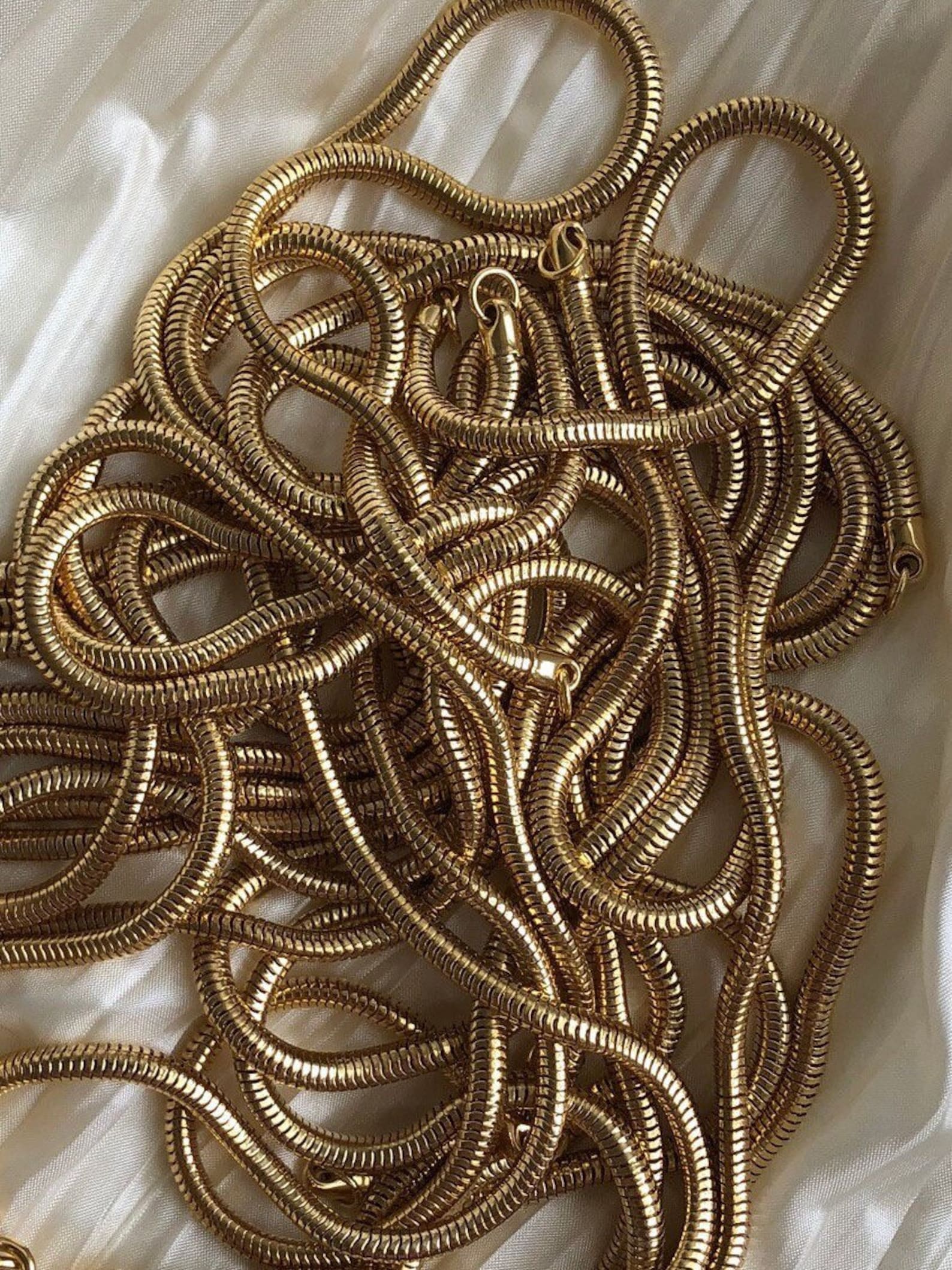 4mm Gold Snake Chain Necklace 16.5 Thick Snake Chain Accent Layering ...