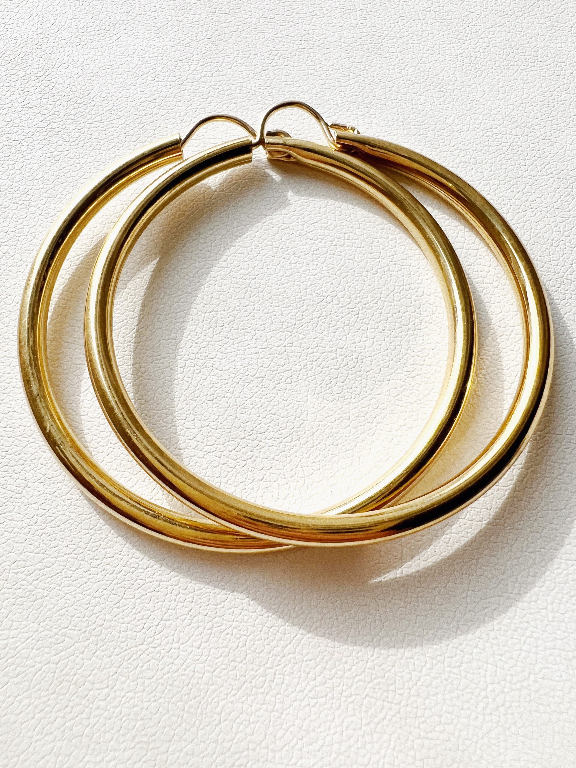 44mm Classic Gold Lightweight Hoop Earrings Large Tube Hoop Earring
