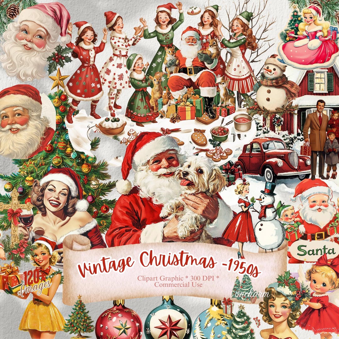 120+ Vintage Christmas Clipart | Vintage Christmas Graphics, Christmas ...