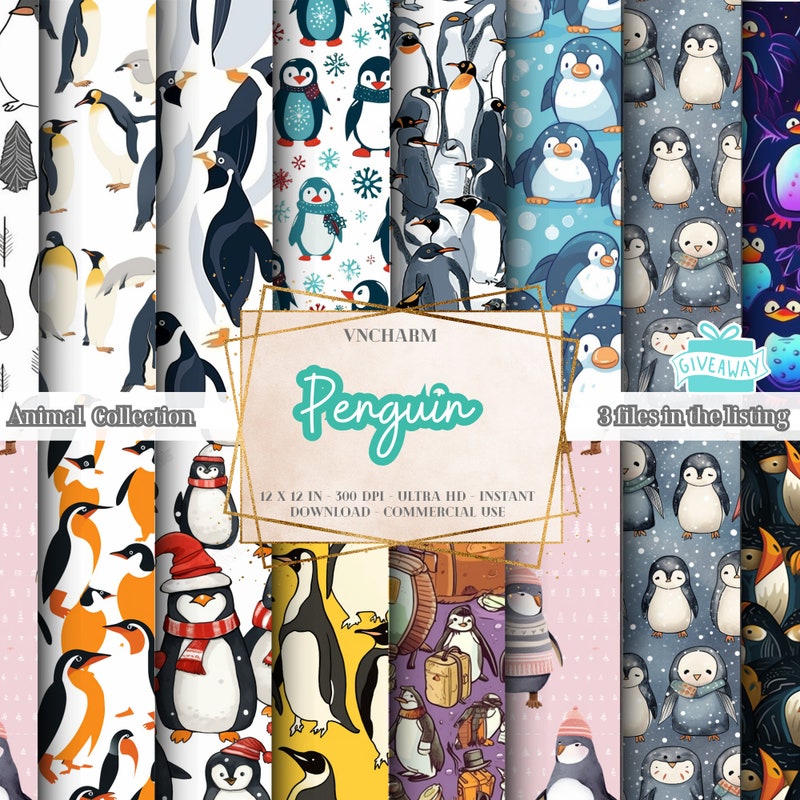 Penguin Fabric - Etsy