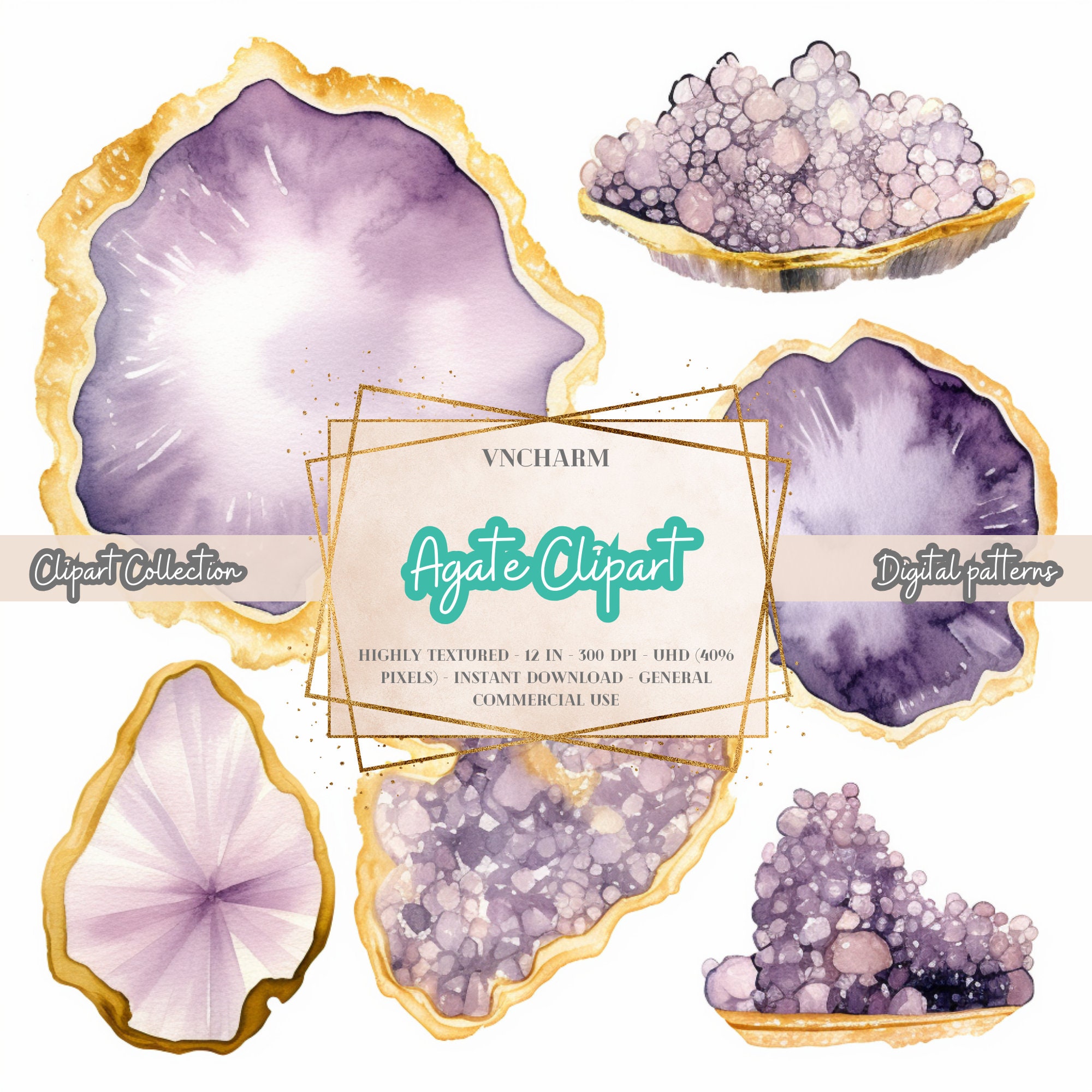 50 Agate Clipart Watercolor Clipart Etsy Clipart - Etsy