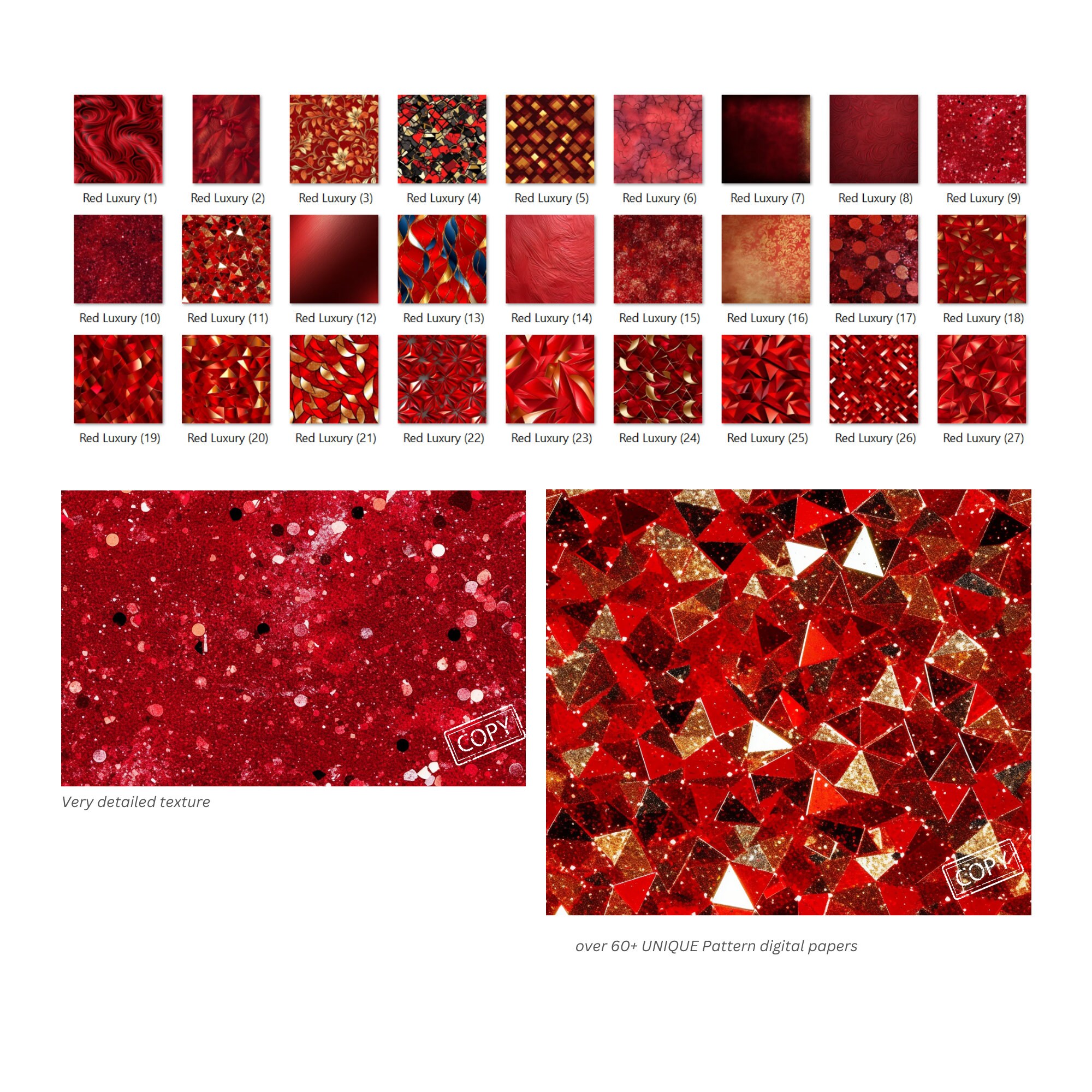 60 Seamless LUXURY RED PATTERN Digital Paper Pack 1digital Papers 12x12 ...