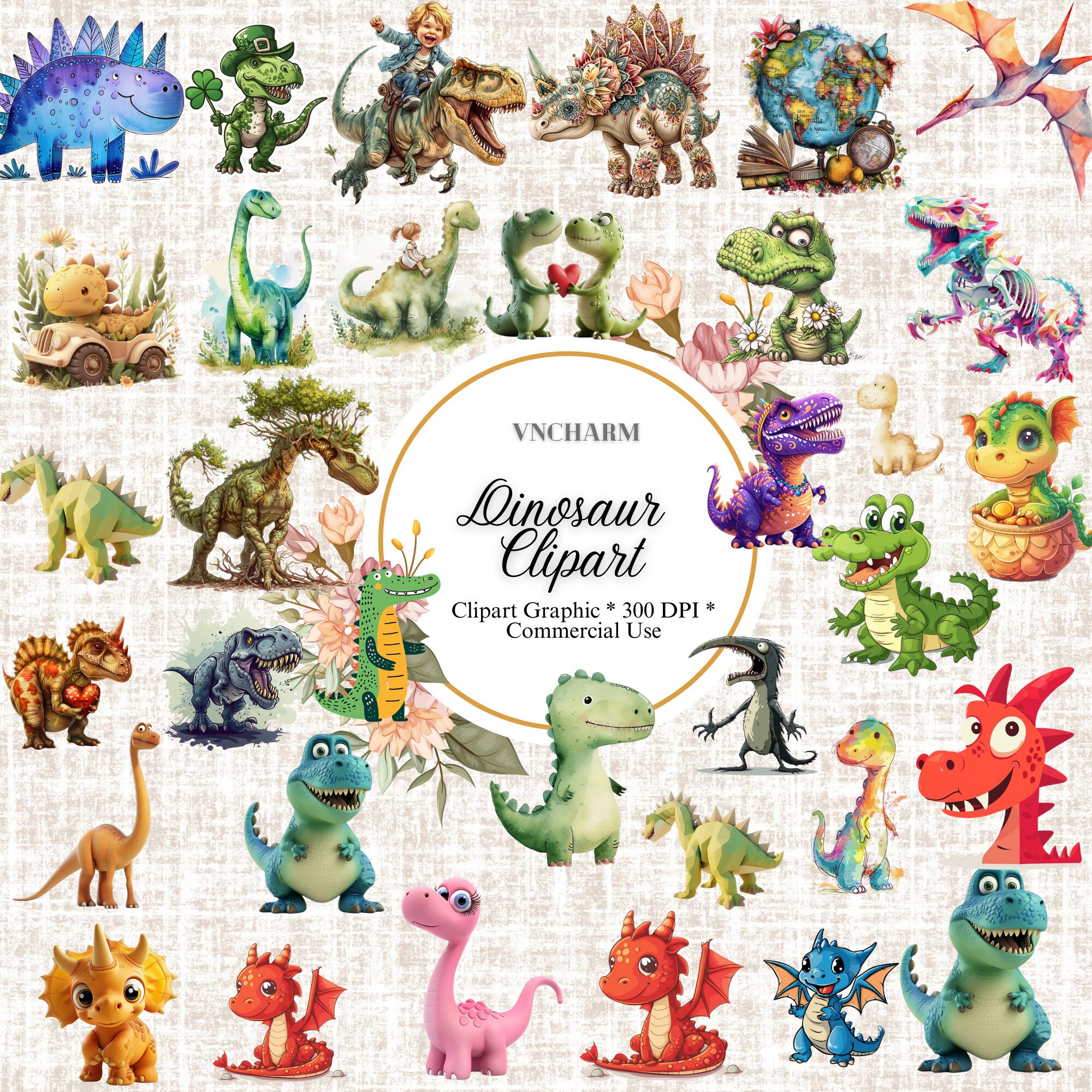 150 Dinosaurs Clipart, T-rex Clipart, Dinosaur Graphics, Dino Clipart ...