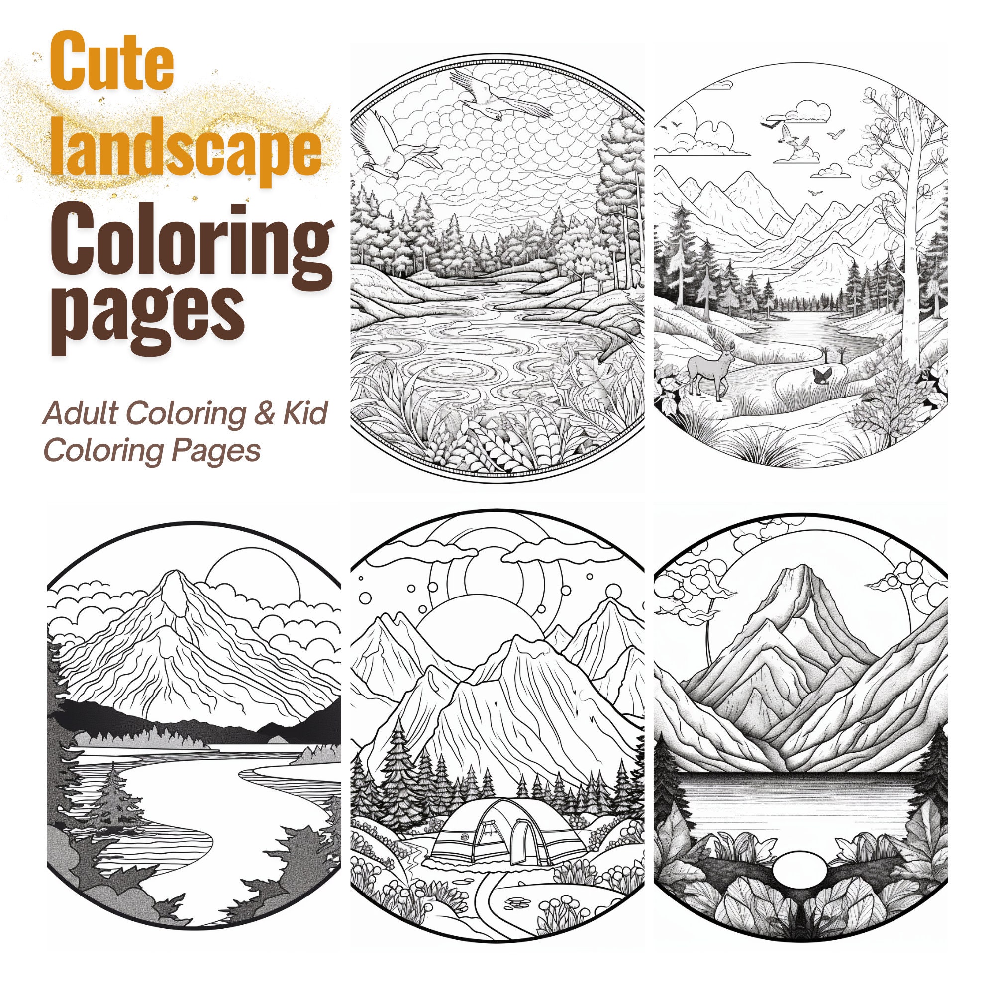 Cute Landscape Coloring Pages 250 Scenery Coloring Pages, Winter Scene ...